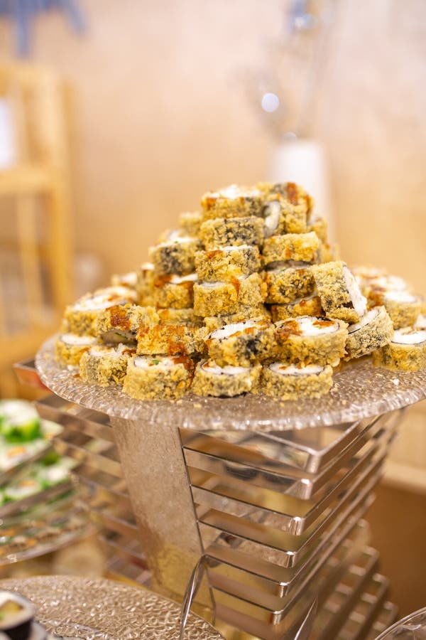 Baked Rolls on a Tray at a Buffet in a Restaurant Stock Image - Image ...