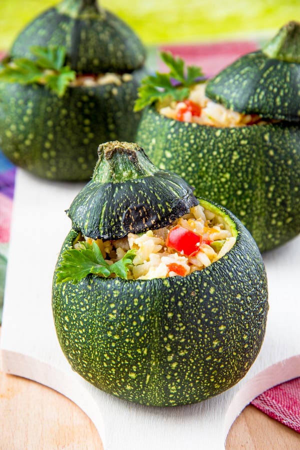 Round Courgette Stuffed Rice and Vegetables Stock Photo - Image of food ...