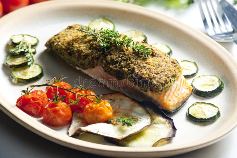 Baked salmon stock photo. Image of inside, nourishment - 19989884