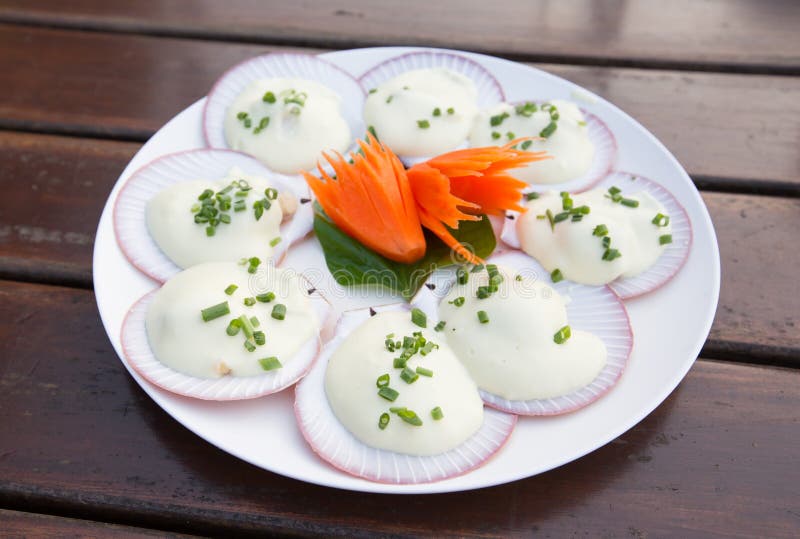 Baked Scallops with Cheese stock photo. Image of white - 50905794