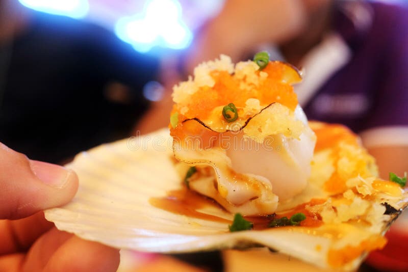 Baked scallops and cheese stock image. Image of butter - 100510603