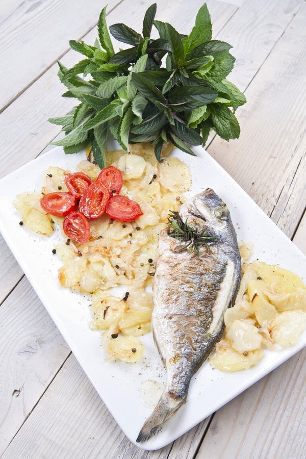 Baked Sea Bream stock photo. Image of cuisine, closeup - 33290474