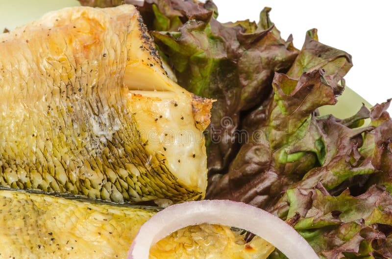 Baked Shad at Dish Isolated on White Stock Image - Image of close ...