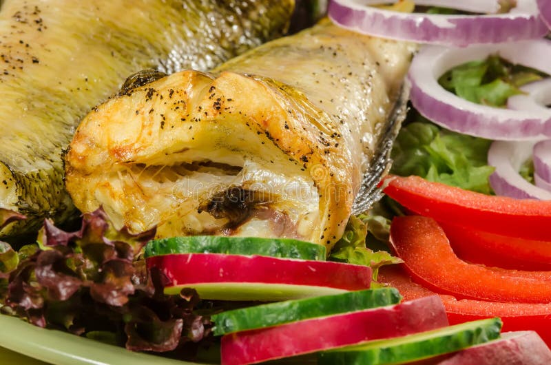 Baked Shad with Vegatables at Dish Stock Image - Image of cooked, lunch ...