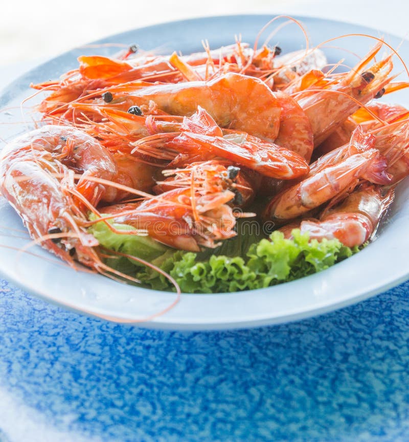 Baked Shrimp with salt stock photo. Image of seafood - 36571524