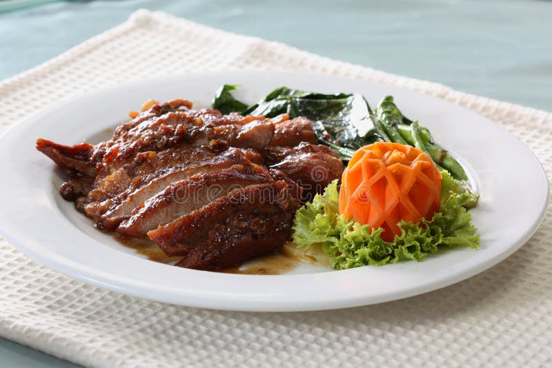 Baked, sliced pork stock image. Image of beauty, food - 15408433