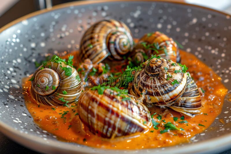 Baked Snails with Garlic, Herbs, and Butter Stock Illustration ...