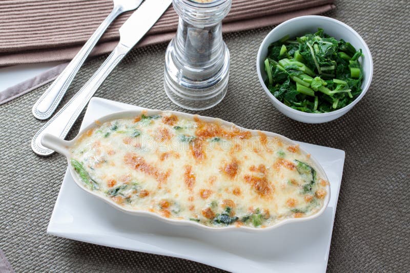 Baked Spinach with Cheese stock photo. Image of close - 62531736