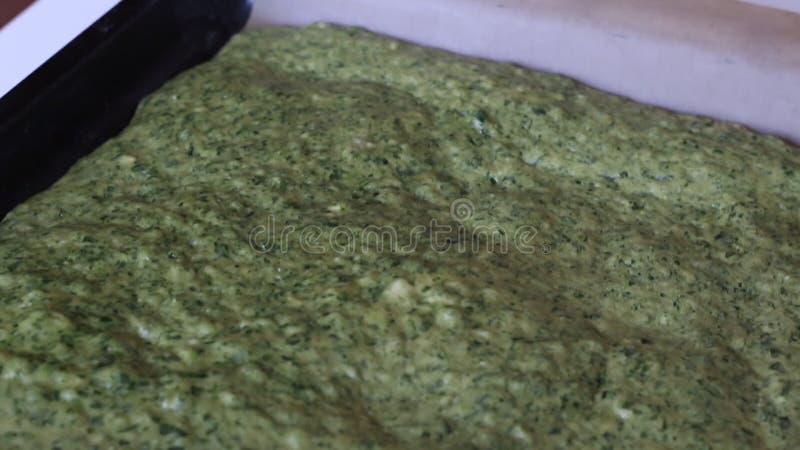 Baked Sponge Cake on a Baking Sheet. with the Addition of Spinach and ...