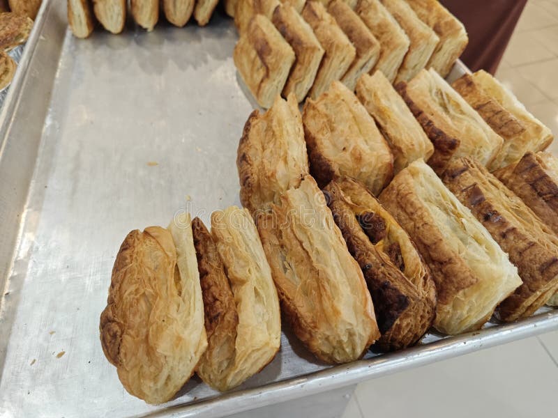 Baked Square-shaped Chicken Curry Puffs. Stock Image - Image of savory ...