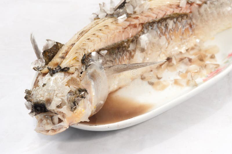 Baked Striped Snakehead Fish with Salt Coated. Stock Image - Image of ...
