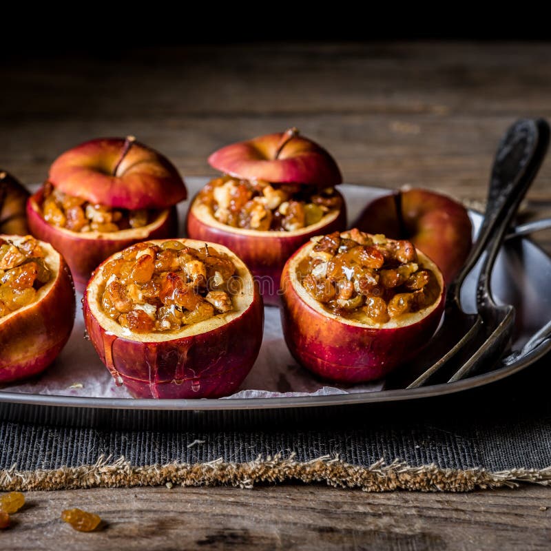 Baked Stuffed Apples stock photo. Image of meal, caramel - 166726722