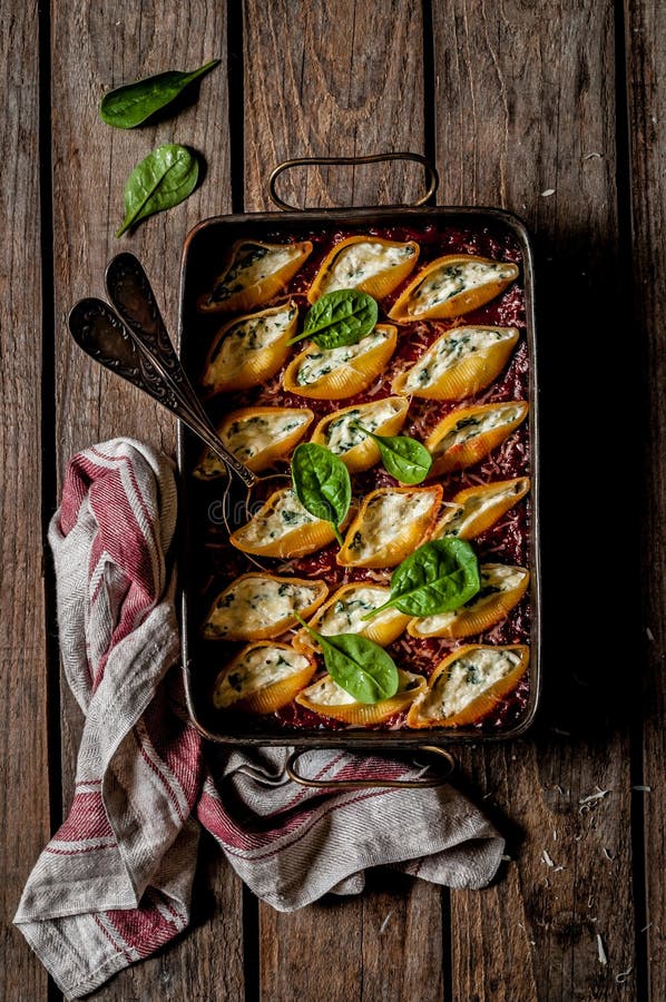 Baked Stuffed Pasta Shell stock image. Image of healthy - 125081485