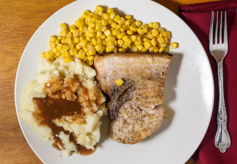 Baked Sword Fish with Mashed Potatoes and Gravy Stock Image - Image of ...