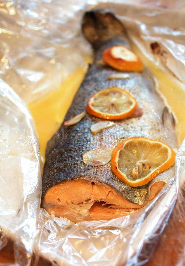 Stuffed Trout with Lemon Dish Stock Photo - Image of delicious, charr ...