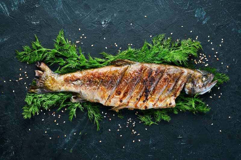 Baked Trout with Vegetables. Top View Stock Image - Image of healthy ...