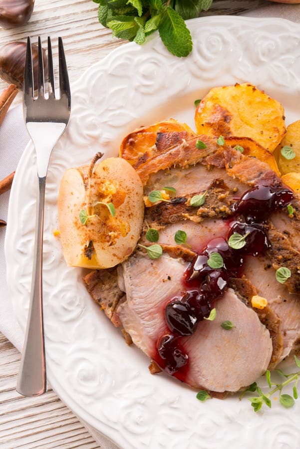 Baked Turkey with Chestnut Filling and Orange Stock Image - Image of ...