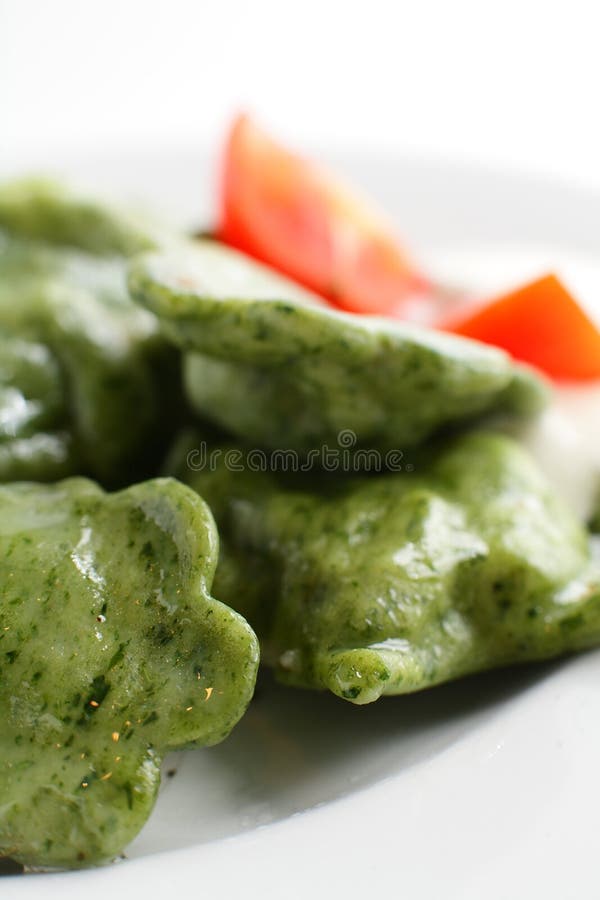 Baked Vegetarian Spinach Ravioli Stock Image - Image of plate, pork ...