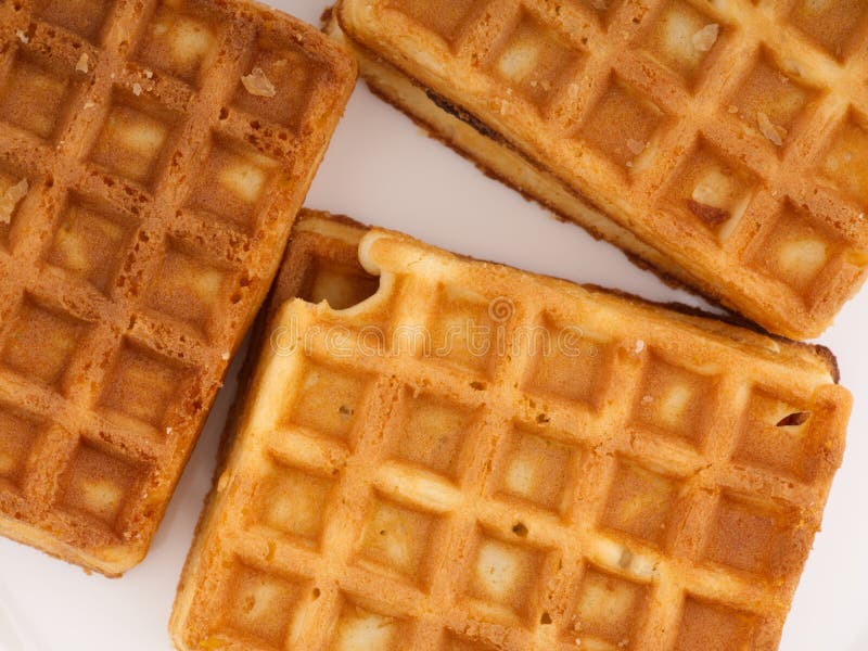 Baked Waffles Closeup. View from Above Stock Photo - Image of summer ...