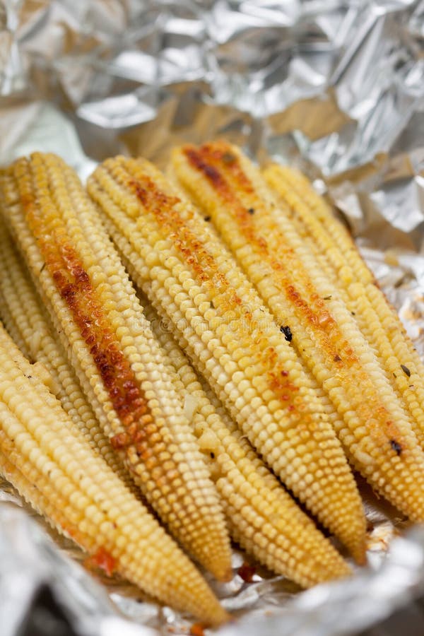 Baked young corn cobs stock photo. Image of healthy, rustic - 72488220