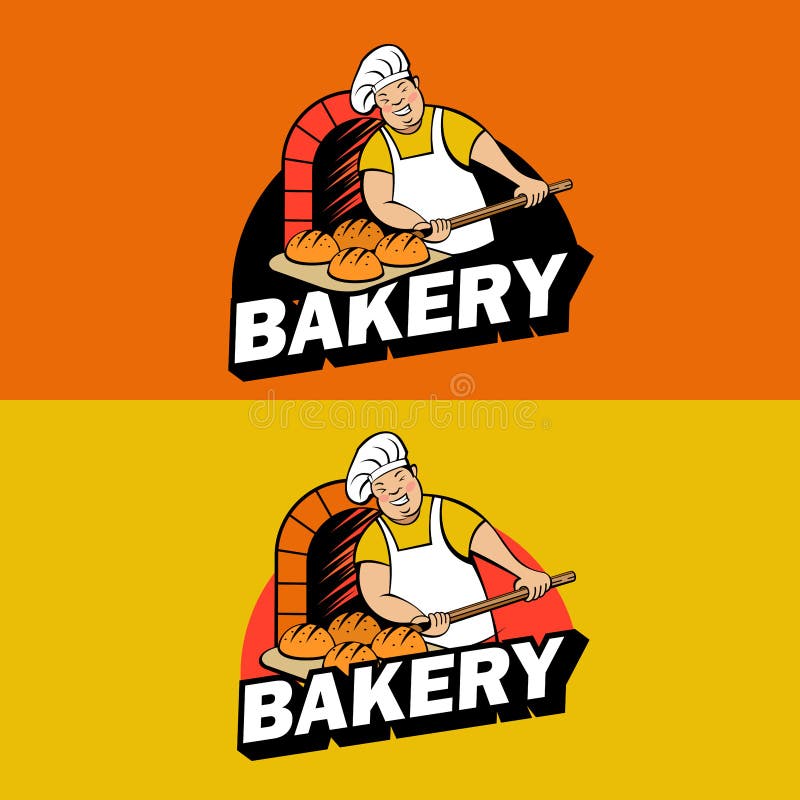 Baker Baked Bread in the Oven. Vector Logo. Stock Vector - Illustration ...