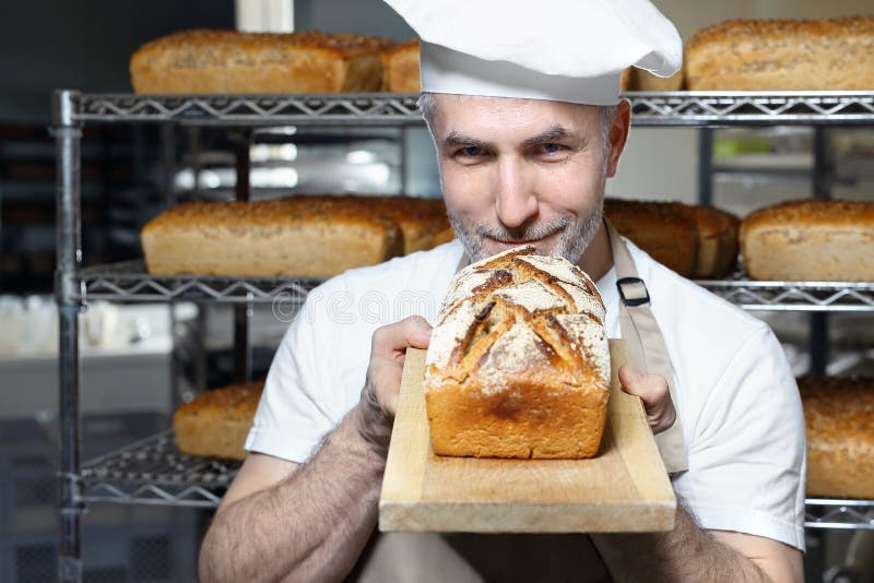 Baker in the Bakery. Baking Bread. Stock Image - Image of goods, food ...