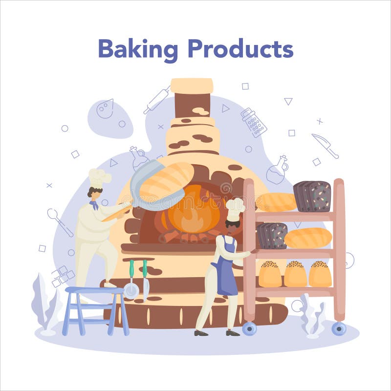 Baker and Bakery Concept. Chef in the Uniform Baking Bread Stock Vector ...