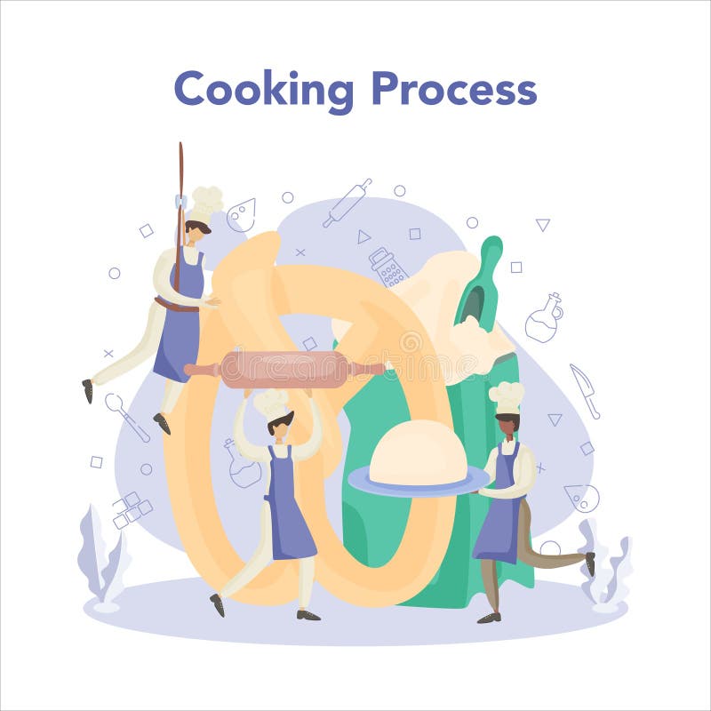 Baker and Bakery Concept. Chef in the Uniform Baking Bread Stock Vector ...