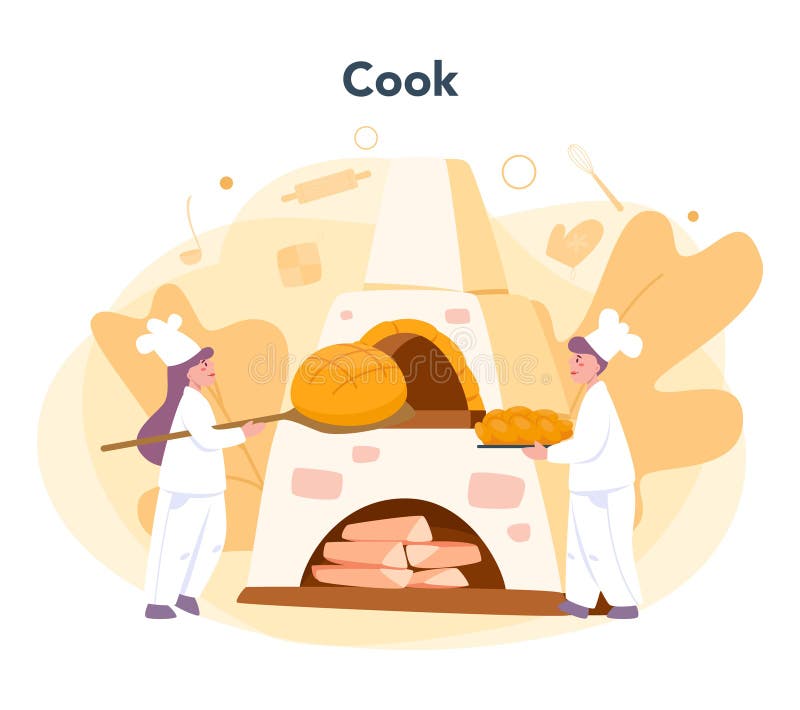Baker and Bakery Concept. Chef in the Uniform Baking Bread Stock Vector ...