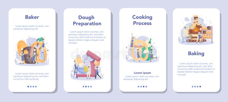 Baker and Bakery Mobile Application Banner Set. Chef in the Uniform ...