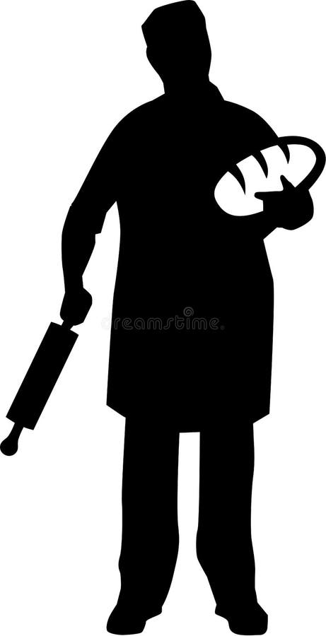 Silhouette Baker Wheelbarrow Sweets Desserts Stock Illustration ...
