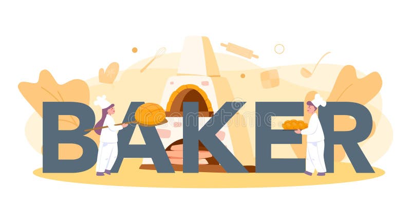 Bakery Typographic Header. Chef in the Uniform Baking Bread Stock ...