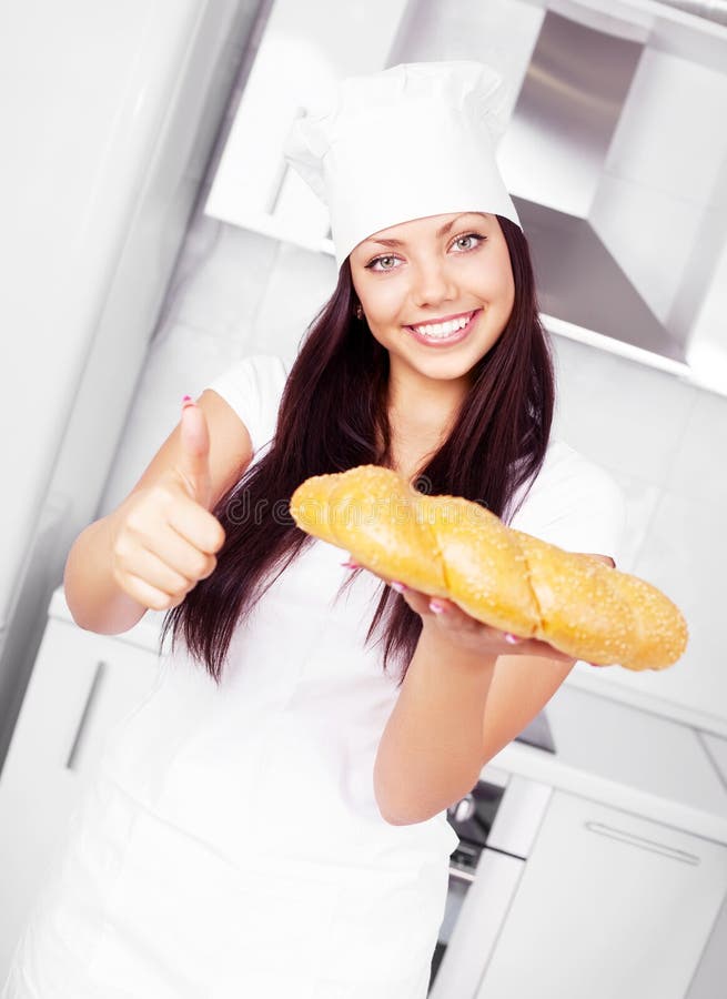 Baker with bread stock image. Image of hold, baking, cook - 17225565
