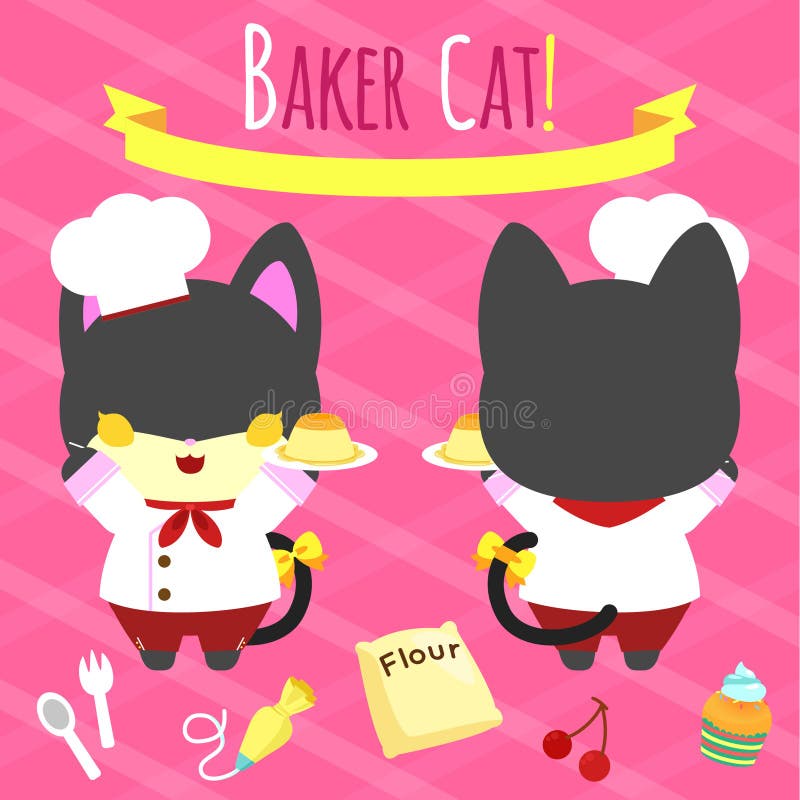 Baker cat stock vector. Illustration of design, pudding - 58502383