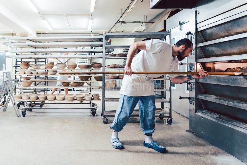 Baker Checking Bread in the Baker Oven Stock Image - Image of bakehouse ...