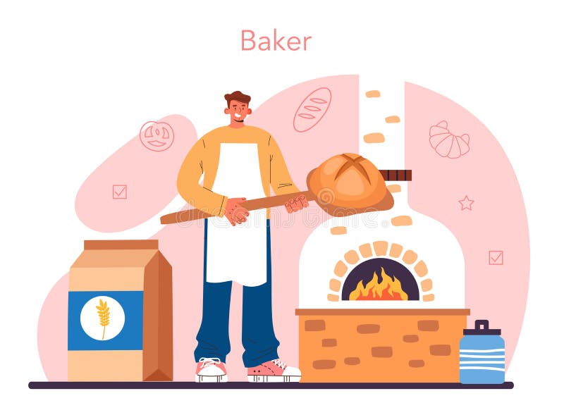 Baker Concept. Chef in the Uniform Baking Bread. Baking Pastry Process ...