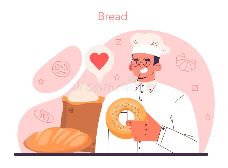 Baker Concept. Chef in the Uniform Baking Bread. Baking Pastry Process ...