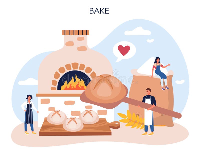 Baker Concept. Chef in the Uniform Baking Bread Stock Illustration ...