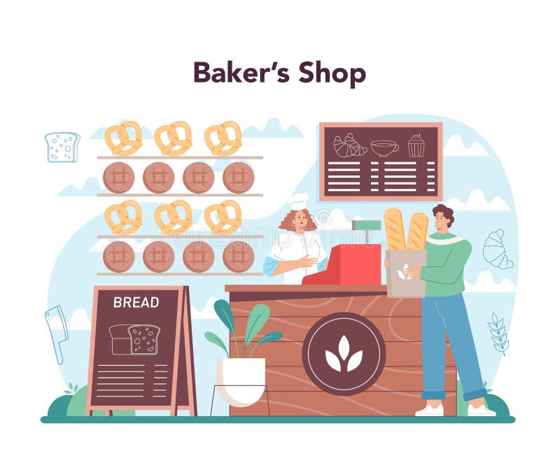 Baker Concept. Chef in the Uniform Baking Bread Stock Vector ...