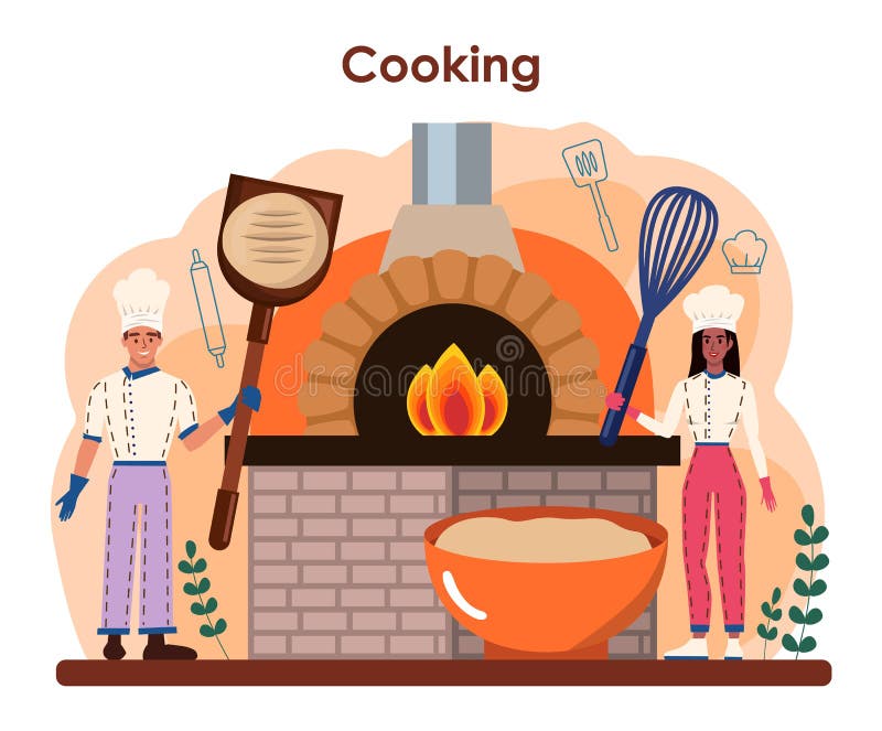 Baker Concept. Chef in the Uniform Baking Bread Stock Vector ...