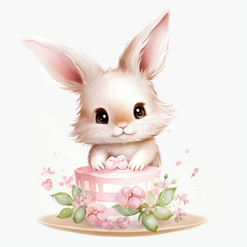 Baker Cute Bunny Blue Cute Bunny Watercolor Stock Illustration ...
