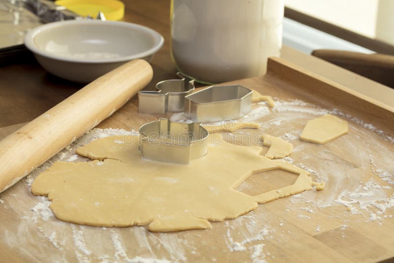 Baker Cutting Halloween Cookies Stock Photo - Image of dough, cookies ...