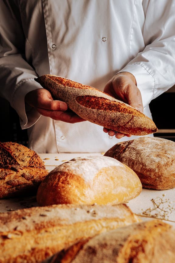 Baker Feeling Satisfied after Making Nice Kinds of Bread Successfully ...