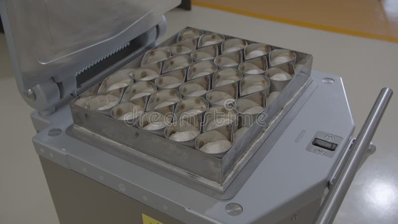 The Baker Forms Flour Using Metal Molds in the Dough Machine Press ...
