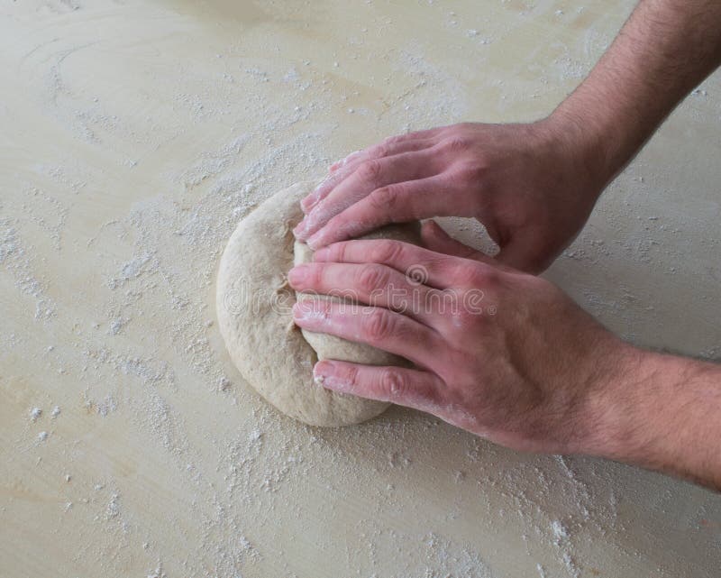 Baker Forms and Kneads a Loaf of Bread. Stock Image - Image of form ...