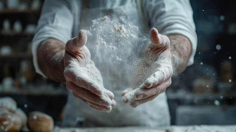 Baker Hands Flour Dusting Culinary Art Stock Illustration ...