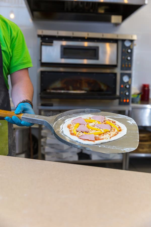 Baker Hands with Shovel, Cooking Pizza Stock Photo - Image of mixing ...