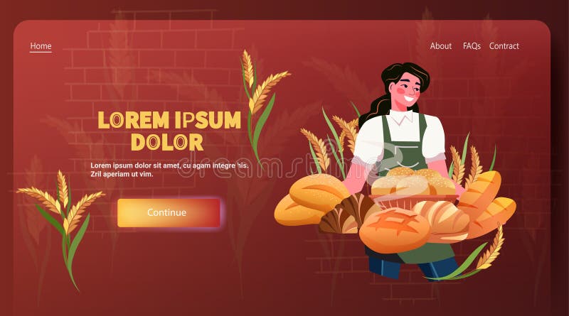Baker Holding Bread Bakery Theme Warm Colors Wheat Background Website ...