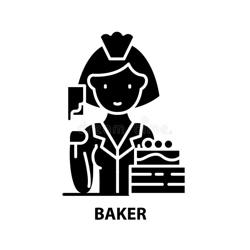 Baker Icon, Black Vector Sign with Editable Strokes, Concept ...