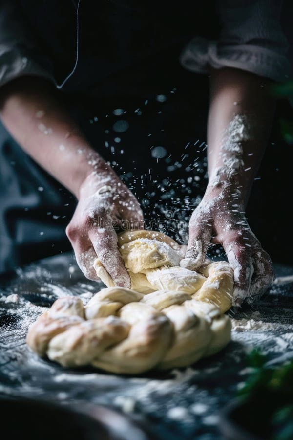 Baker kneading dough stock image. Image of dough, pastry - 374854761